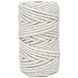 Leecogo 4.5mm Jute Rope 100 Feet Natural Craft Rope Twine String Perfect for Home Gardening Macrame Arts Crafts DIY Cat Scratching Post Replacement Repairing Recovering Cats Toy Making,White