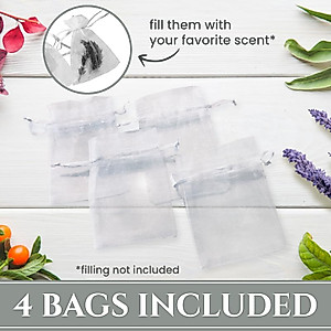 4 Pack Closet Organizers and Storage with 4 Sachet Bags, Sheet Organizers, Foldable Linen Closet Organizers and Storage, Sheet Organizer w/Label Windows, XL Bed Sheet Organizer for Linen Closet