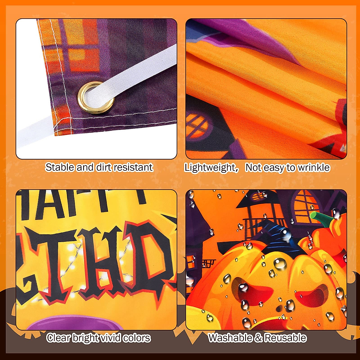 Halloween Birthday Party Decorations Halloween Birthday Banner Happy Birthday Halloween Backdrop for Outdoor Indoor Home Decor Halloween Birthday Party Decor, 35.4 x 59 Inch (Bat)