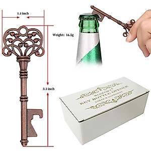 WODEGIFT 60 PCS Key Bottle Openers,Vintage Skeleton Key Bottle Opener with Escort Card Tag and Key Chains,Wedding Party Favor Souvenir Gift(Red Copper