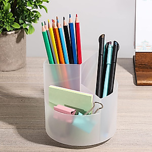 LoveBB 3 Slot Makeup Brush Organizer Holder - Plastic Cosmetics Brushes Pen/Pencil Storage Cup for Vanity Desk Countertops, Clear