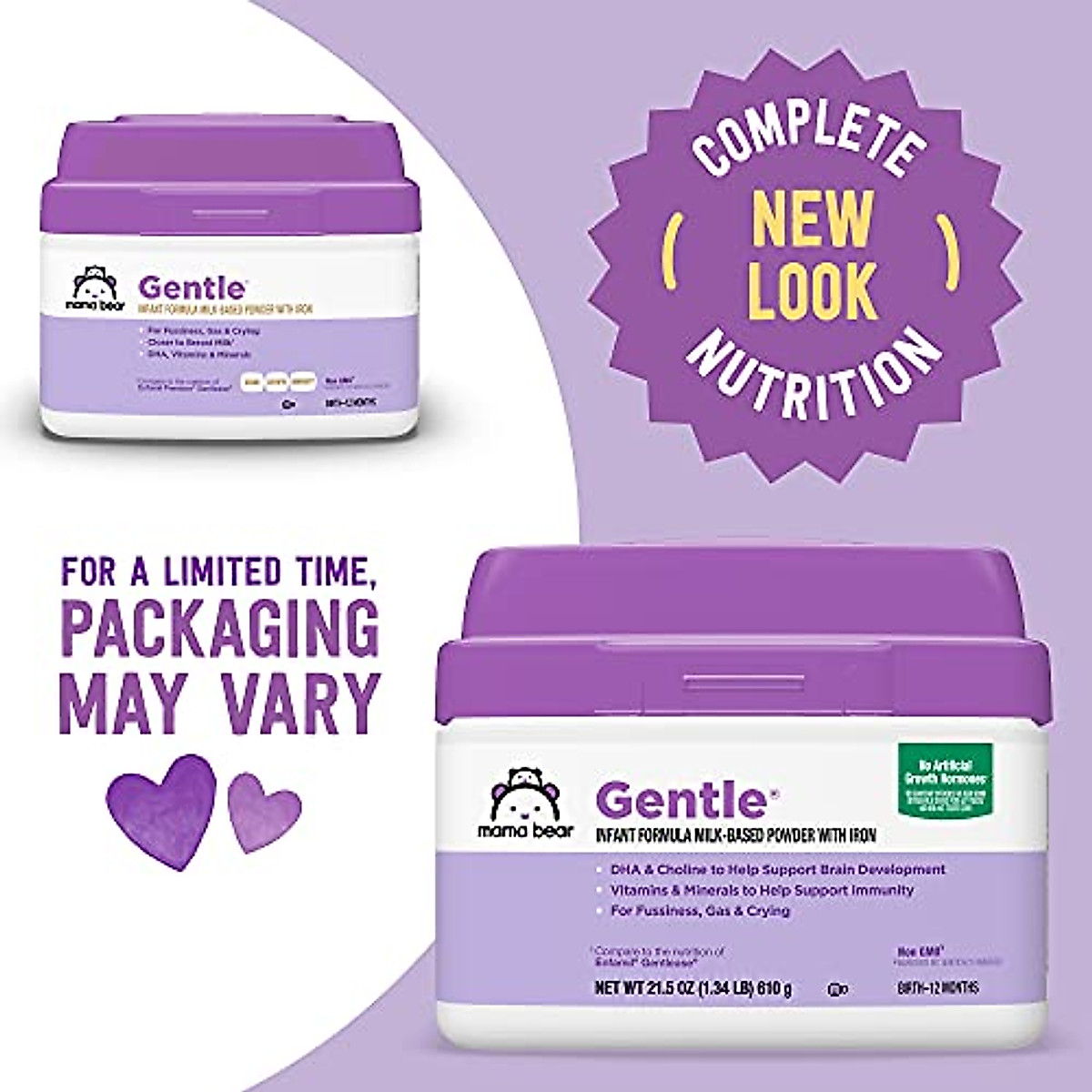 Amazon Brand - Mama Bear Gentle Baby Formula Milk-Based Powder with Iron, Complete Nutrition, Easy to Digest, 21.5 Ounce