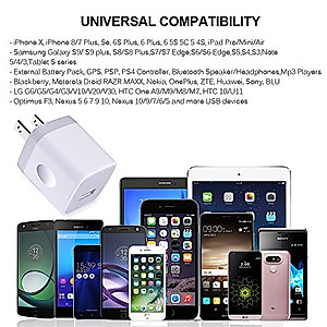 Single Port USB Charger, UorMe 1A 5V Wall Plug USB Power Adapter 5 Pack for Phone 14 Pro Max/13/12/11/X/8/7/6S/6Plus/6,Samsung Galaxy S23 Ultra/A14/A13/S22/S20 Ultra/S10/S9 Edge Note 20,HTC,Nexus,Moto