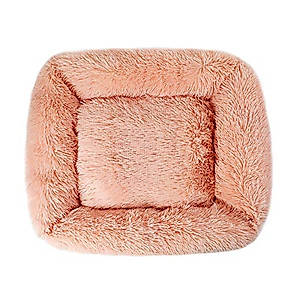 Lucky Monet Dog Beds for Small Dogs 21.7" x 17.7", Fluffy Calming Dog Cat Bed Washable Dog Beds with Sides Soft Dog Crate Bed for Sleeping (S, Pink)