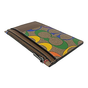 COACH Zip Card Case In Rainbow Signature Coated Canvas Style No. C9862