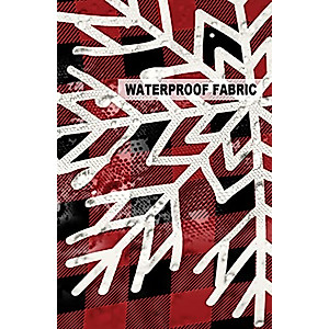 Outdoor Waterproof Throw Pillow Covers Set of 2,Christmas Snowflake Plaid Red Outdoor Pillow Covers Decorative Cushion Covers for Patio Funiture Garden,18 x 18 Inches,Winter Rustic Buffalo Checkered