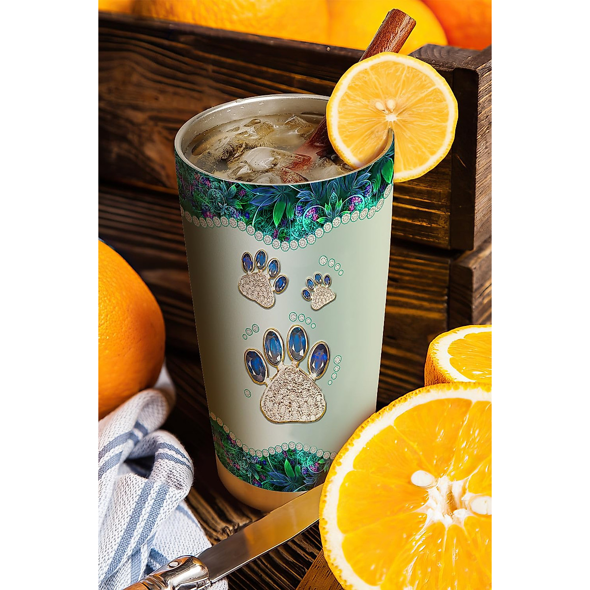 20oz Green Jade Jewelry Cat Mom Tumbler, World's Best Cat Mom Gifts for Cats Lovers, Coffee Thermos for Women, Stainless Steel Double Wall Vacuum Insulated Coffee Mug, Travel Cup with Lid