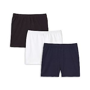 French Toast Girls Biker Shorts - 3 Pack Under Shorts for Uniforms, Skirts, Dresses - Dance Cartwheel Shorts for Girls (4-16), Size 10-12, Black/White/Navy