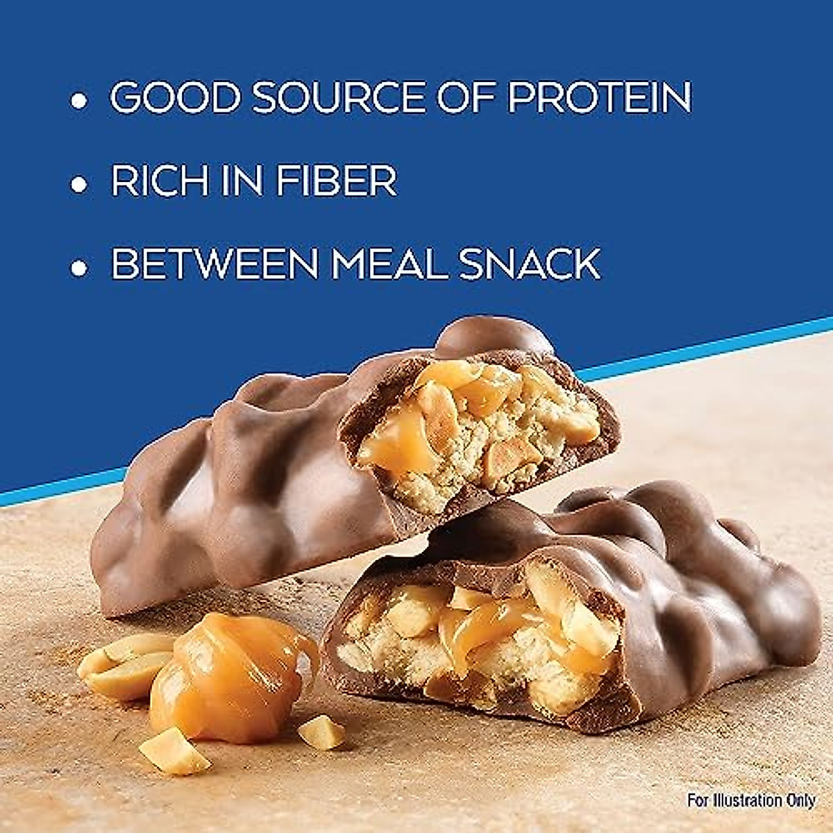 Atkins Caramel Chocolate Nut Roll Snack Bar, Protein Snack, High in Fiber, 2g Sugar, 30 Count