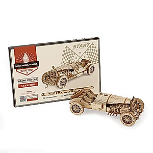 ROBOTIME Model Car Kits - Wooden 3D Puzzles - Model Cars to Build for Adults 1:16 Scale Model Grand Prix Car