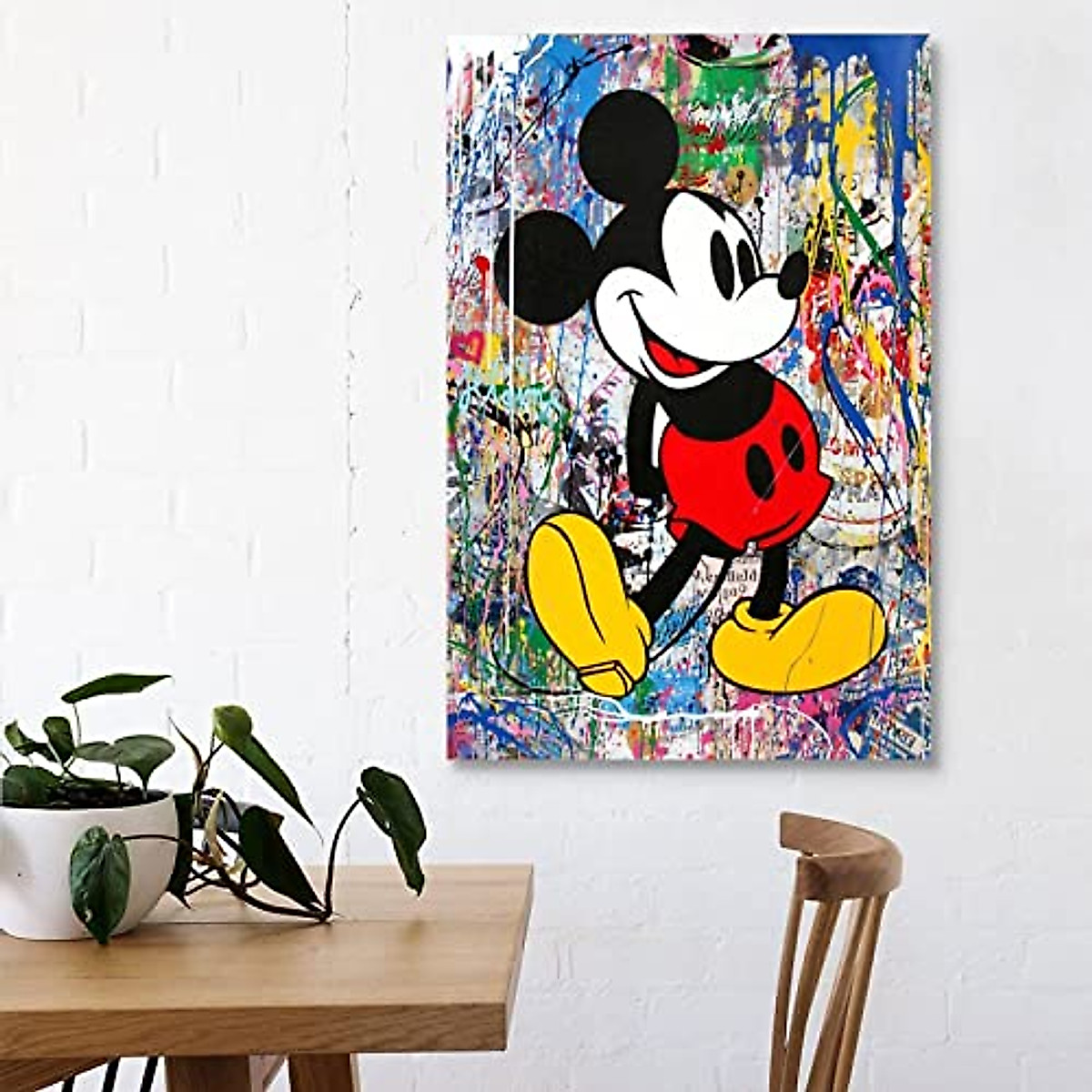 IXLLU Banksy Graffiti Street Art Mickey Poster Decorative Painting Canvas Wall Art Living Room Posters Bedroom Painting 16x24inch(40x60cm)