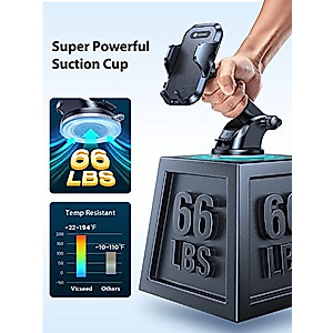 VICSEED Phone Mount for Car [Off-Road Stable][Thick Case & Big Phones Friendly] 3 in 1 Car Phone Holder Mount Suction Cell Phone Holder Car Dashboard Windshield Air Vent Car Mount for iPhone Samsung