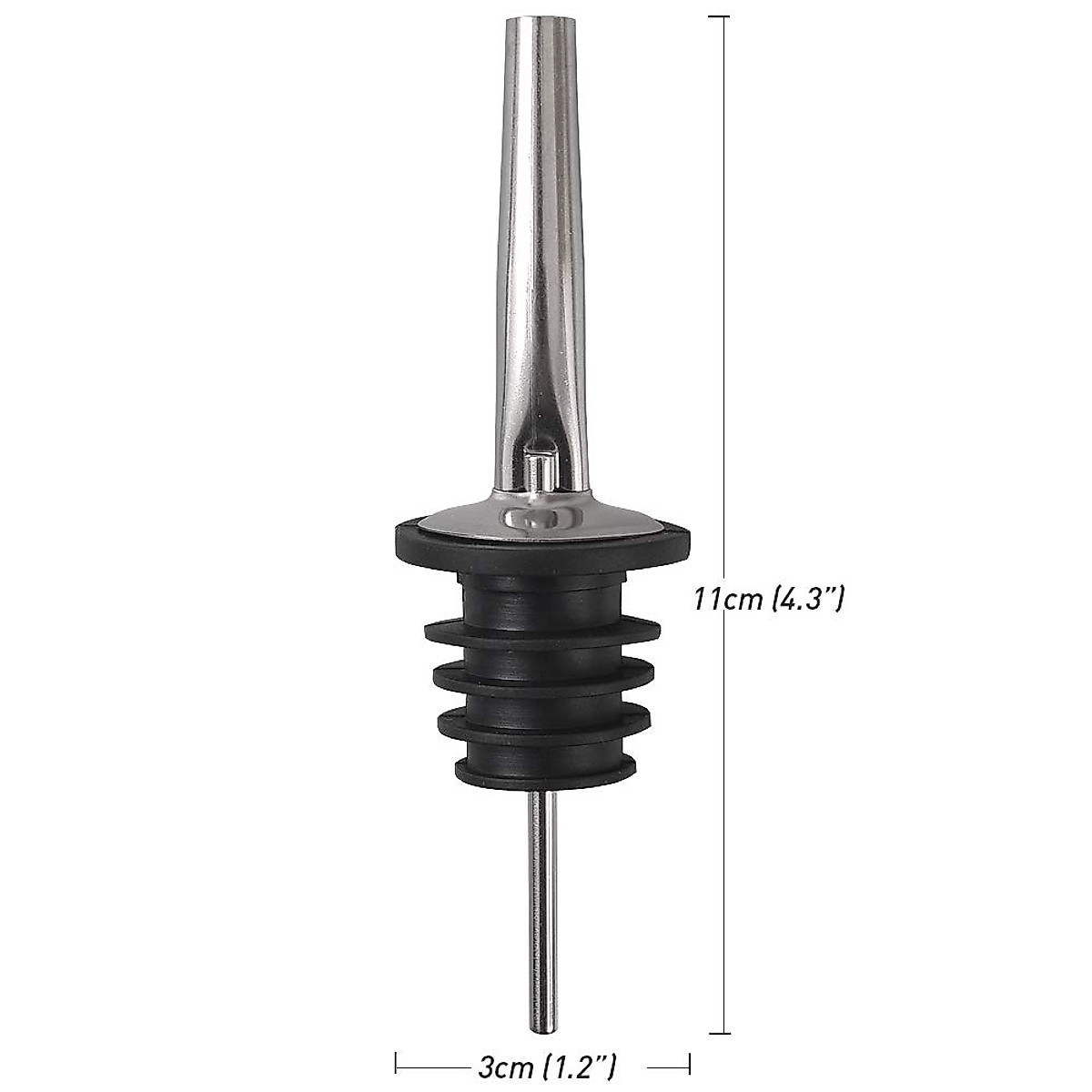 Newk Stainless Steel Pourers, 12 Pack Classic Bottle Pourers Tapered Spout with Rubber Caps, Suitable for Pours Liquor, Vinegar, Syrup or Olive Oils(12 Bottle Pourers+12 Dust Covers)