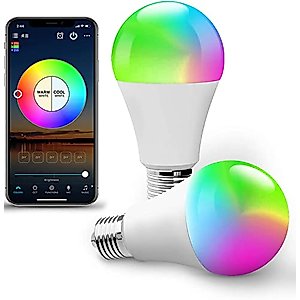 TFOI Smart Light Bulbs A19 E27 RGB Light Bulb WiFi Light Bulb Color Changing LED Lights or DIY Scene Setting Smart Bulb Compatible Alexa/Google Home Smart Light Bulb 80% Energy Saving（9w 2pack）