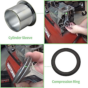 Thaekuns 2pcs K-0650 Air Compressor Cylinder Sleeve and Compression Ring Kit, Cable Air Compressor Service Kits for Craftsman DeVilbiss Porter Cable Compressor