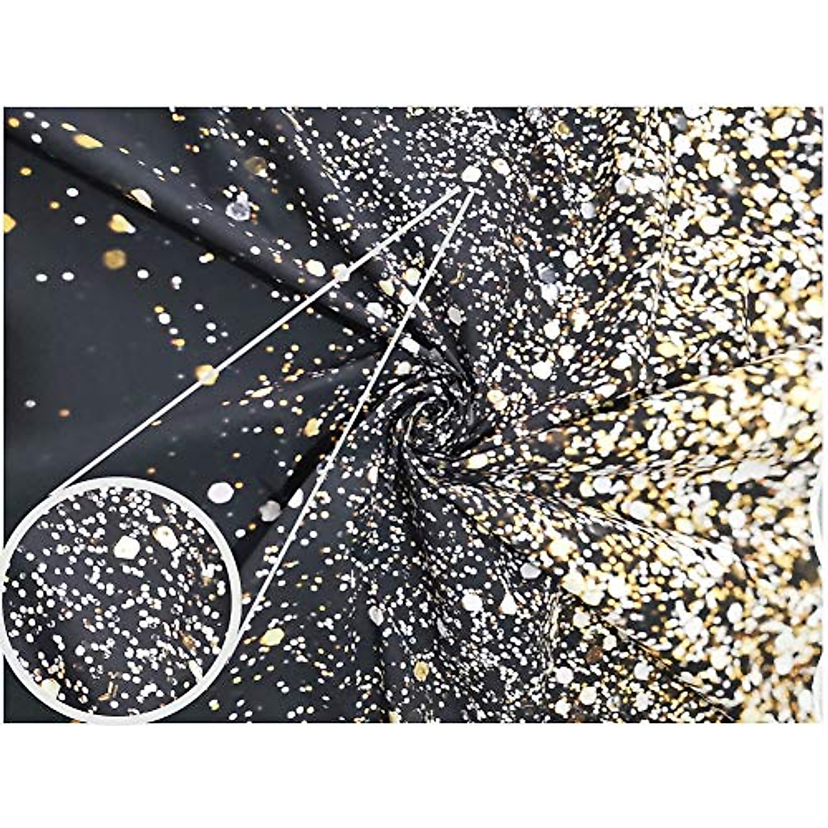 WOLADA 7x5FT Gold Backdrop Glitter Backdrop Gold Spots Bokeh Backdrop Black and Gold Backdrop Wedding Backdrop Gold Backdrop for Parties Vinyl Photography Backdrop 11176