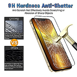 QHOHQ 3 Pack Screen Protector for iPhone 13 Pro 6.1 Inch with 3 Pack Tempered Glass Camera Lens Protector, Ultra HD, 9H Hardness, Scratch Resistant - Case Friendly [Not fit iPhone 13 Pro Max 6.7"]