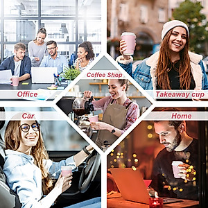 100 Pcs 12 oz Disposable Coffee Cups with Lids and Sleeves Bulk, Insulated Paper Cups Hot Chocolate Cups for Hot and Cold Beverage Water Juice Cocoa Tea Party Restaurants Travel Supplies (Pink)