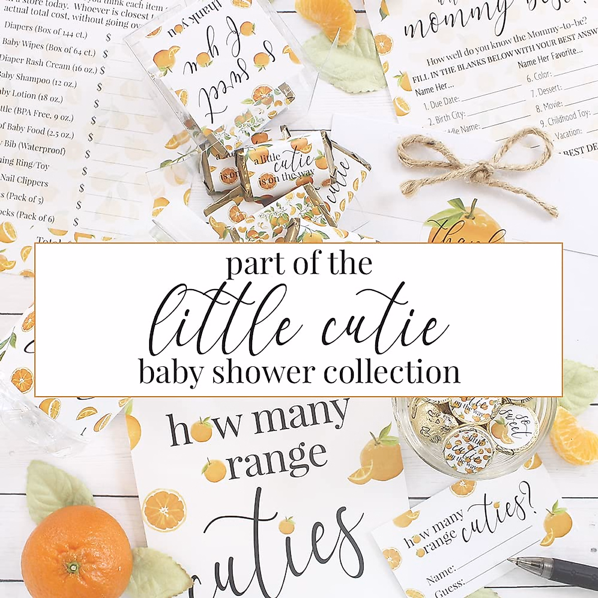 DISTINCTIVS Little Cutie Baby Shower Party Invitations - 10 Cards with Envelopes