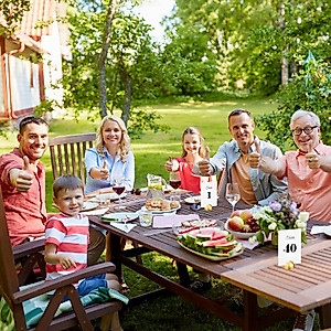 Taiyin 40 Sets Wedding Table Number Card Stock Signs with Round Stand 4 x 6 Inch 1-40 Gold Table Numbers with Stand Wooden Gold Card Holder for Wedding Reception Anniversary Party Restaurant Events