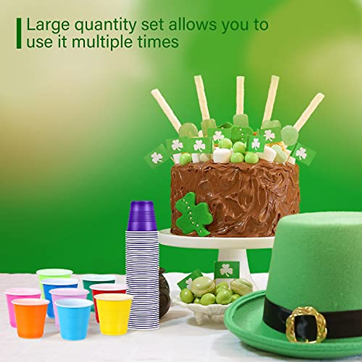 1000 Pack 3.4 Oz/100 ml Plastic Party Kids Cups Bulk Colored Mini Plastic Shot Glasses Disposable Bathroom Cup Small Drinking Cups Tasting Cups for Graduation Bridal Party Baby Shower, 10 Colors