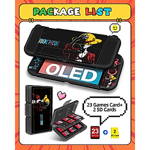 Xinocy (2in1 for Nintendo Switch OLED Case +24 Switch Game Holder Cute Cartoon Anime Slim Protective Cases Soft Shell for Kids Boys Teens Girls Girly Design Funny Manga Covers