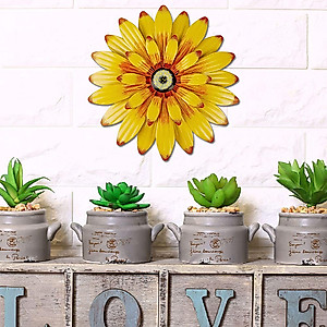 Dotlite Metal Sunflower Wall Art, 12 Inch Large Inspirational Wall Décor Metal Flower Hanging for Indoor Outdoor Home Bedroom Living Room Patio Garden Office, Yellow