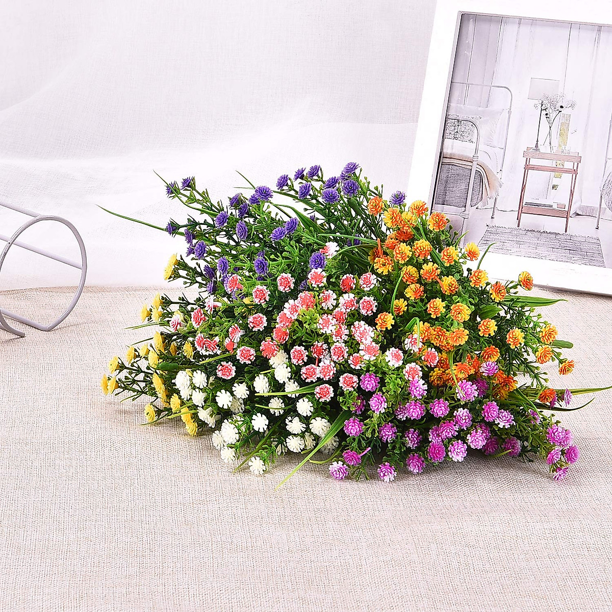 Sunm Boutique Artificial Baby's Breath Flowers, Gypsophila Bouquets Artificial Flowers Real Touch Baby Breath Flowers Bouquets for Garden Wedding Bridal Home Decor, 11.8 inches, Multi-Colour