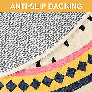 Inbathgic Evil Eye Round Rug for Bedroom,2' Diameter Non-Slip Washable Boho Bathroom Rugs,Soft Velvet Small Rug Distressed Throw Rug Floor Carpet for DoorMat Bedroom Living Room Entryway Nursery Decor