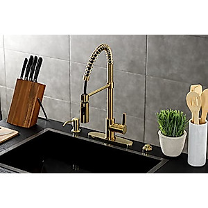 Kingston Brass LS8773CTL Continental Pre-Rinse Kitchen Faucet, Brushed Brass