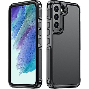 Justcool for Samsung Galaxy S22 Case, Dual Layer Heavy-Duty Rugged Shockproof Anti-Drop Protective Case for Samsung Galaxy S22 5G 6.1 Inch (Black)