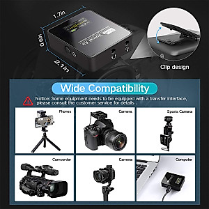 PIXEL UHF Wireless Lavalier Microphone System with 1 Receiver, 2 Transmitters, and 2 Lapel Microphones Compatible with Camera,Smartphones,DSLR,and Video Cameras,Mobile Devices YouTube Facebook Live
