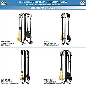 Minuteman International Shepherd's Hook I, 26-in 5-Piece Fireplace Tool Set,WR-21-26,Black