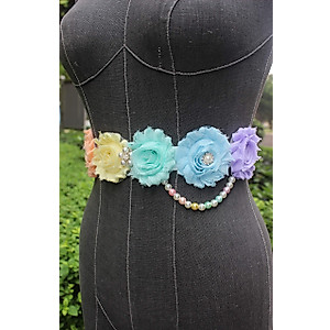 nania original design rainbow materinity sash pregancy sash for baby shower (pastel rainbow)