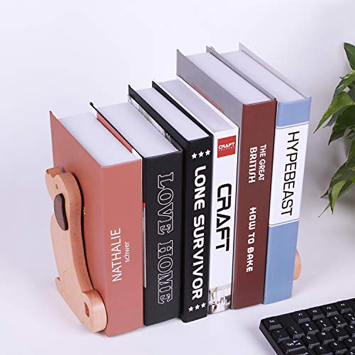 Book Ends - Decorative Puppy Dog Wooden Bookends for Kids, Book Ends for Shelves Office, 1 Pair Style 01