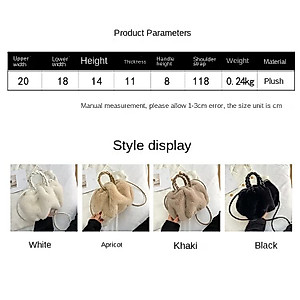Plush Shoulder Bag Y2K Fluffy Furry Warm Aesthetic Tote Bag Warm Crossbody Bag Japanese Accessories for Autumn Winter (Apricot)