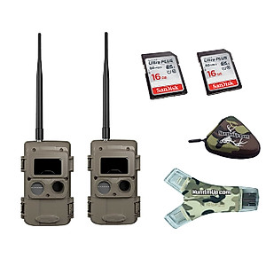 Cuddeback Cuddelink 2 Long Range IR Remote Cameras L Series 2 16GB SD Cards and 1 Hunters Warehouse Hat