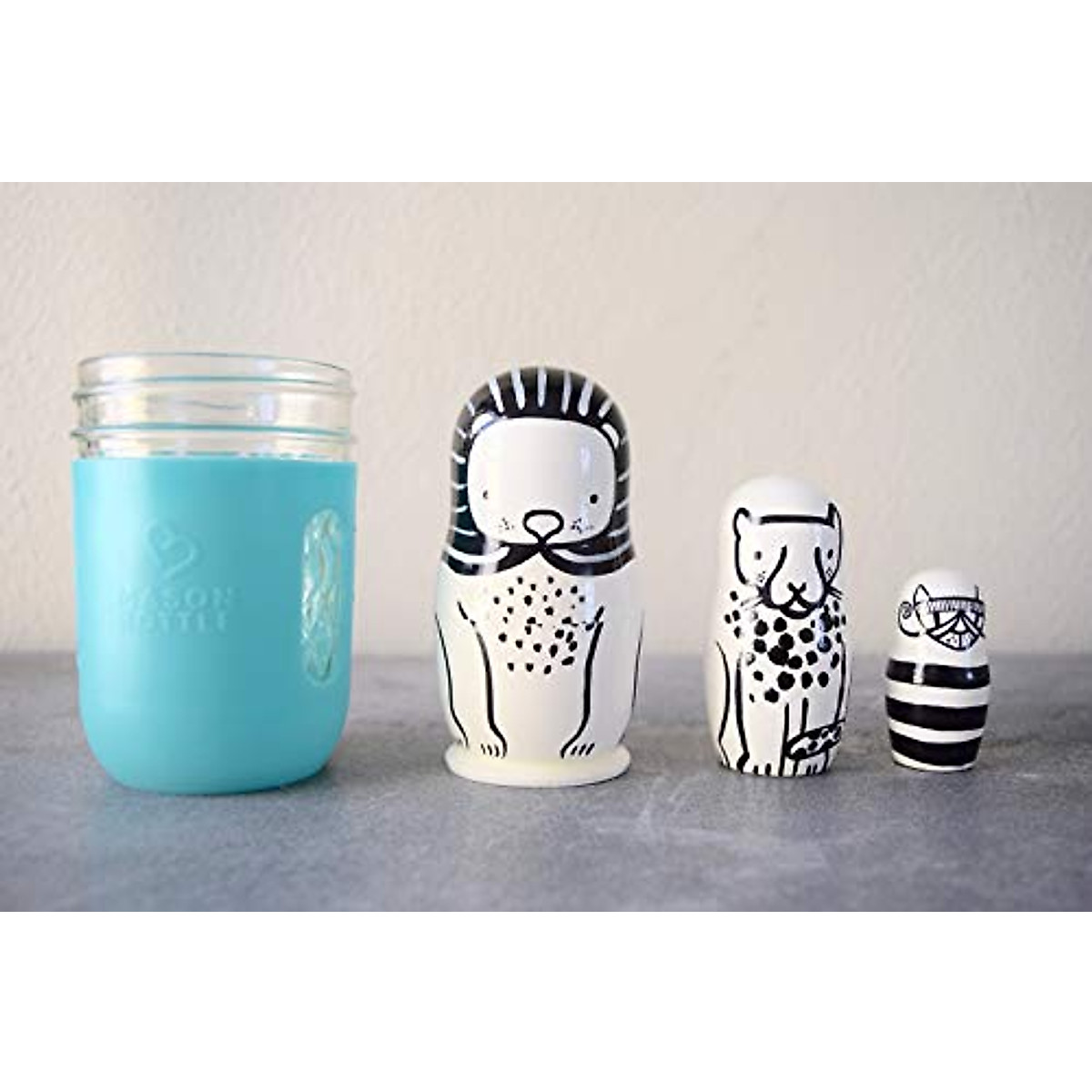 Mason Bottle Silicone Sleeve: Fits Any 8 Ounce Regular-Mouth Mason Jar, Extra Grip and Protection, Non-Toxic, Dishwasher Safe, Made in The USA (Agave Color)