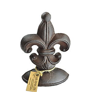 Lulu Decor, Cast Iron Fleur De Lis Door Stop, 2 Lbs, Door Stopper (Antique Brown)
