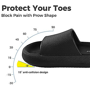 Leevar Black Cloud Slippers for Women and Men Massage Shower Bathroom Non-Slip Open Toe Cloud Slide Soft Comfy Thick Sole Cloud Cushion Slide Sandals