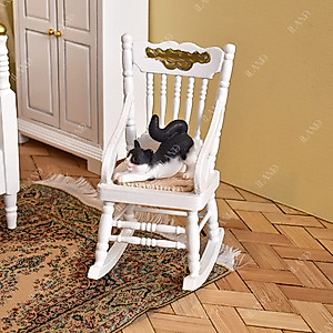 iland Cat Figurines, Dollhouse Cats w/ 1/12 Scale Accessories, Realistic Hand Painted Mini Cat Decor, Cat Cake Toppers