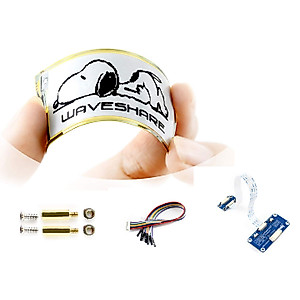 2.13inch Flexible E-Ink Display HAT for Raspberry Pi 4B/3B+/3B/2B/Zero/Zero W/WH and Jetson Nano,212X104 Pixel White Black Two Color Display Section Bendable SPI Interface Support Partial Refresh