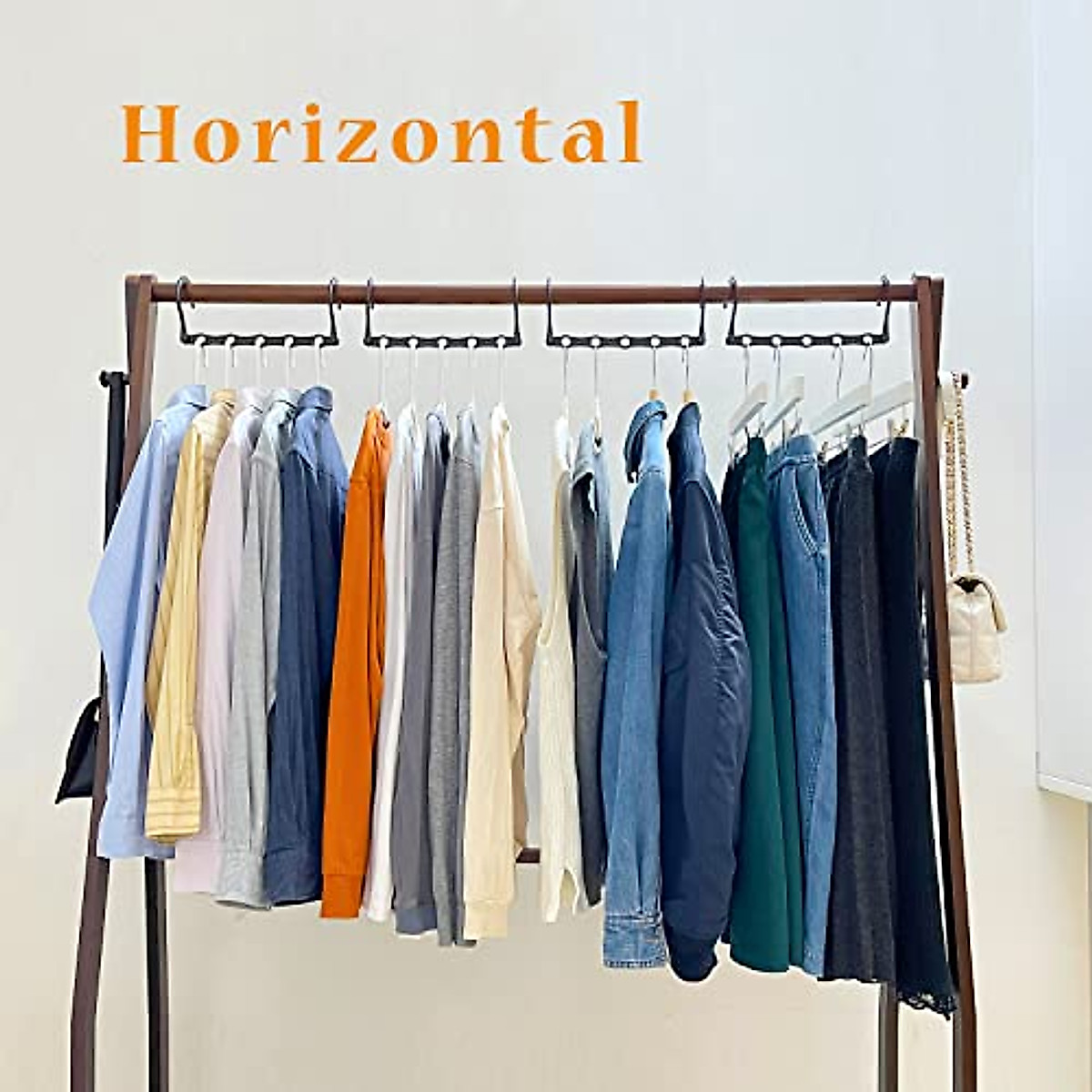 iYourHouse Space Saving Hangers Magic Hangers 10 Pack, Sturdy Plastic Space Saver Hangers for Heavy Clothes, Hanger Organizer for Dorms Apartments Small Closet (Black)