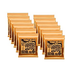 Ernie Ball Hybrid Slinky Electric Guitar Strings, Nickel Wound, Lot/12, P02222