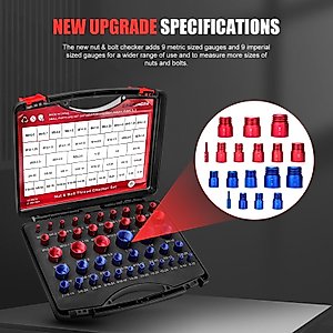 Nut and Bolt Thread Checker (Red & Blue) Nut and Bolt Size Gauge- 23 Inch & 21 Metric New Individually Assembled Thread Gauge Suitable for Detecting Fixed Bolts or Threaded Holes in Enclosed Areas