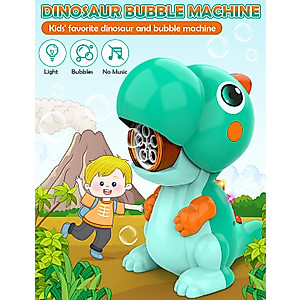 EduCuties Bubble Machine for Kids, Dinosaur Toys Automatic Bubble Blower Maker with Solutions for Toddlers Ages 4-8 Outdoor Toy for 3 4 5 6 Year Old Boys Girls Birthday Gift Present- Green