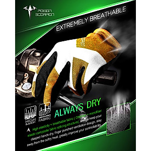 POISON SCORPION Dirt Bike Gloves, Motorcycle Gloves for Men Women Outdoor Sports Full Finger Gold M fit Motocross MX BMX MTB ATV UTV Mountain Bicycle Cycling Biking Riding