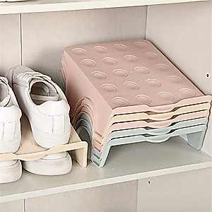 ASkinds 4 Pack Shoe Stacker Slots Space Saver, Double Layer Stack Shoe Racks, Increase Space by 200% Shoe Stackers for Home Closet Organization(Apricot)