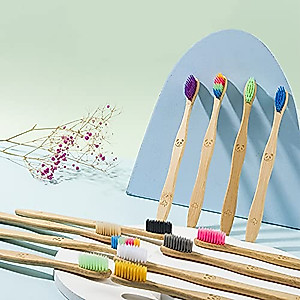 Y-Kelin 12 Pcs Soft Bristles Bamboo Toothbrush, Eco Friendly Color Bristle Wood Tooth Brushes