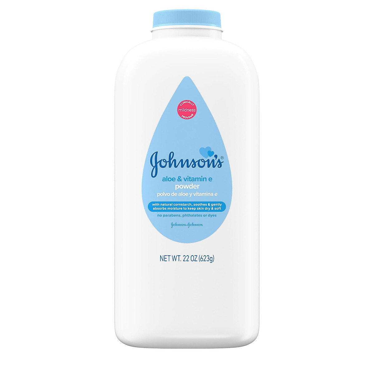 Johnson's Baby Powder, Pure Cornstarch, Aloe & Vitamin E, 22 Ounce (Pack of 3) - Packaging May Vary